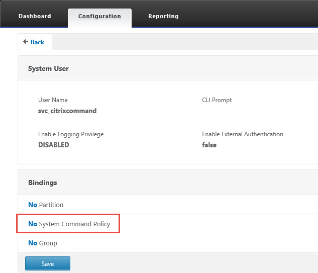 Configure NetScaler user in Command Center