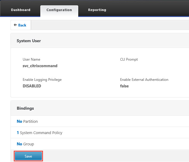 Configure NetScaler user in Command Center