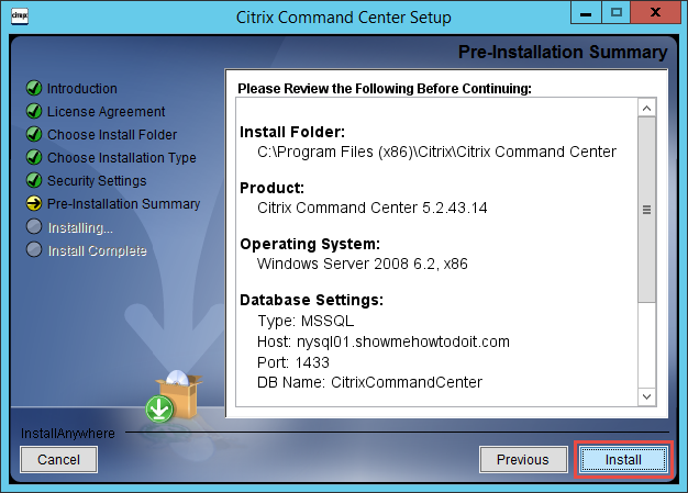 Installing Citrix Command Center step-by-step guide
