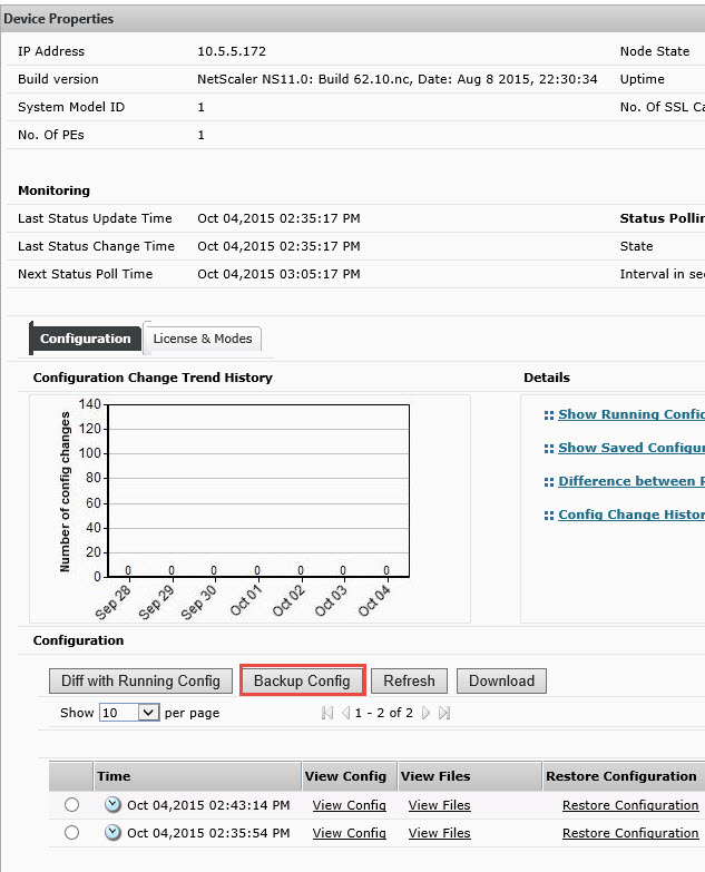 How to Configure Backup for NetScaler from Command Center