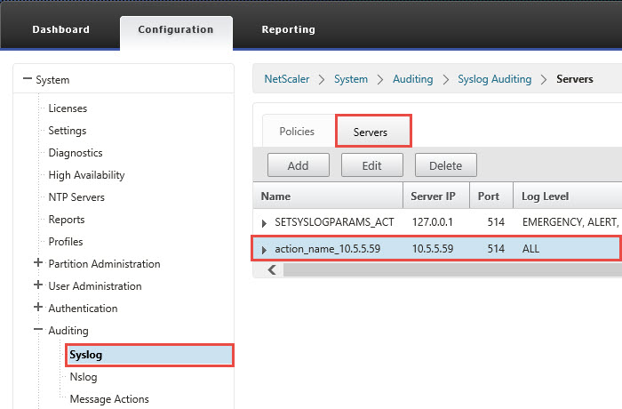 Configure Citrix Command Center as a Syslog for NetScaler